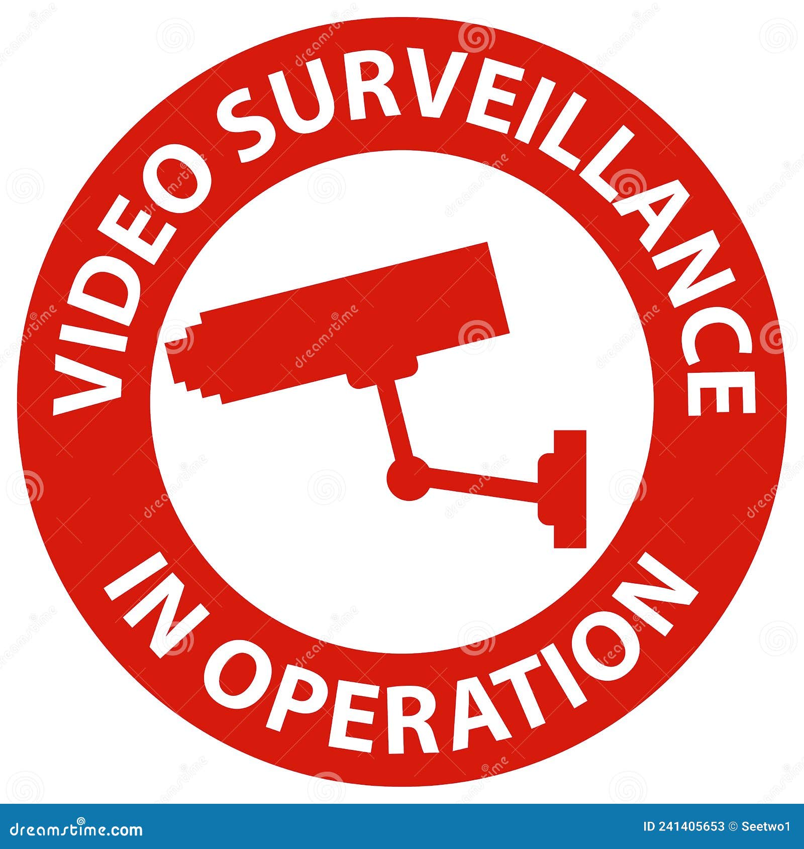 Danger Video Surveillance in Operation Sign White Background Stock ...