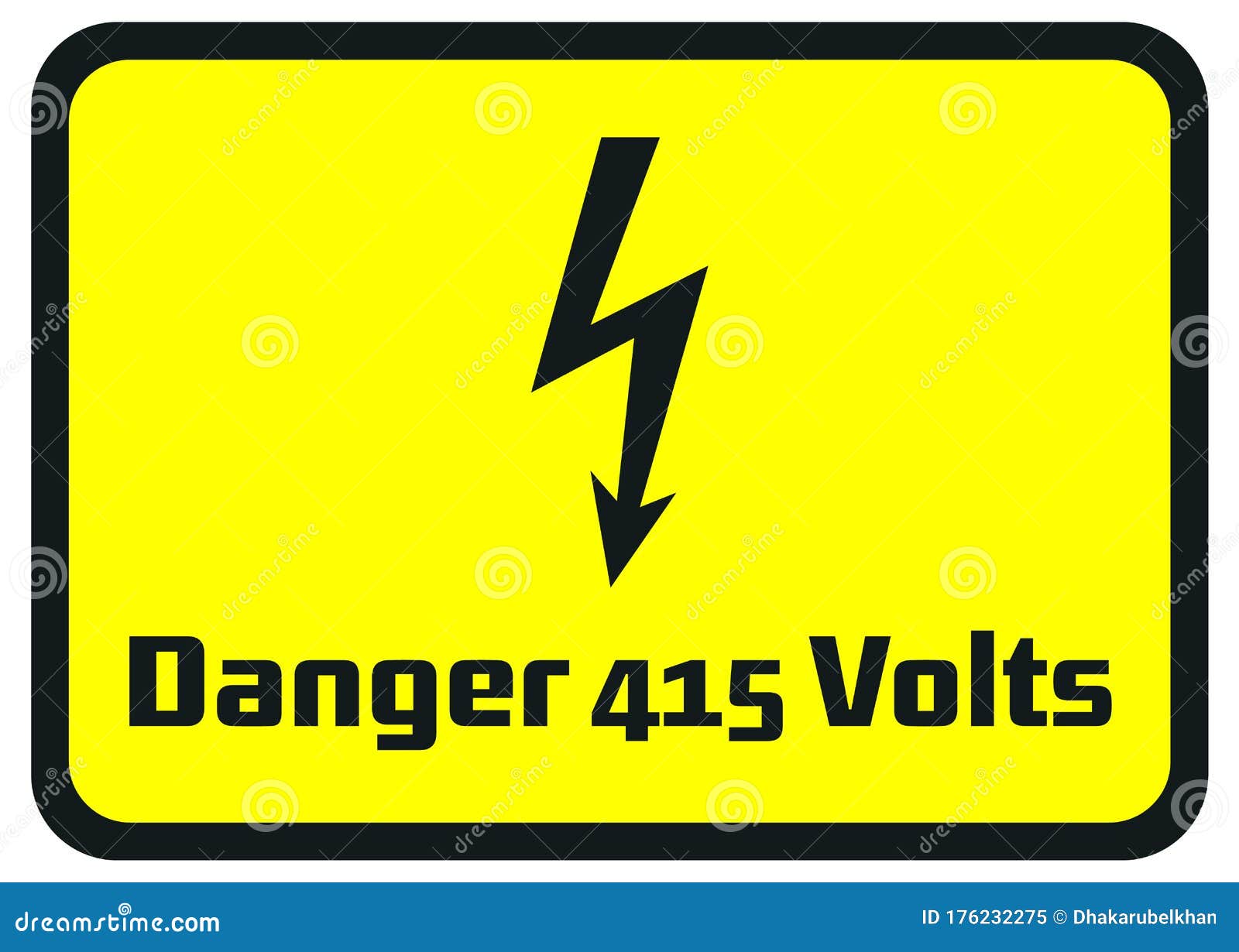 Danger 415 Volts Hazard Warning Signs Stock Vector - Illustration of ...