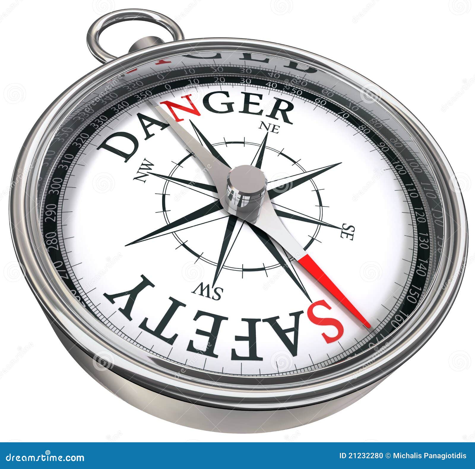 Danger Vs Safety Conceptual Compass Stock Illustration - Illustration ...