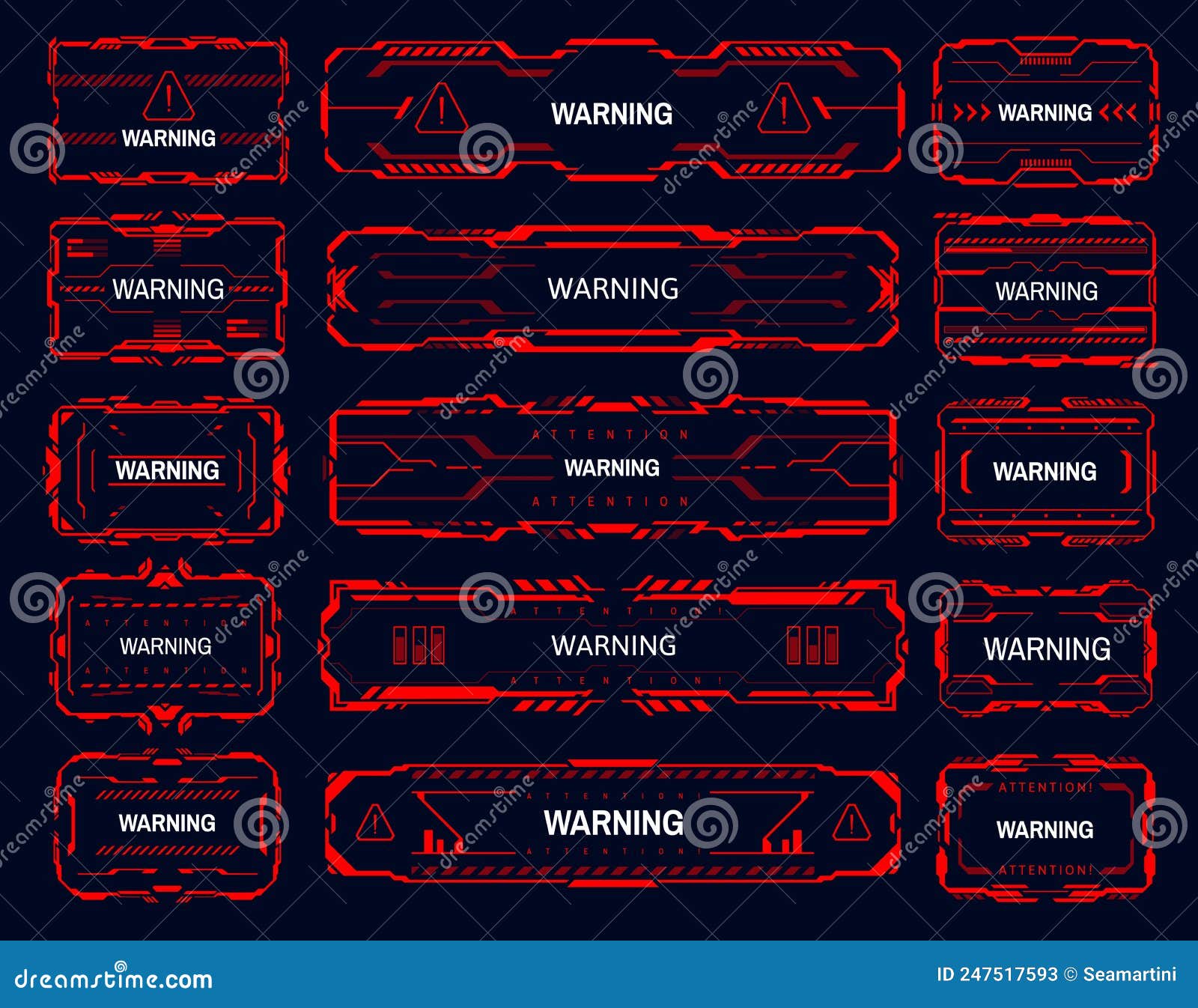 Danger Warning, Attention Alert Red Frames Set Stock Illustration ...