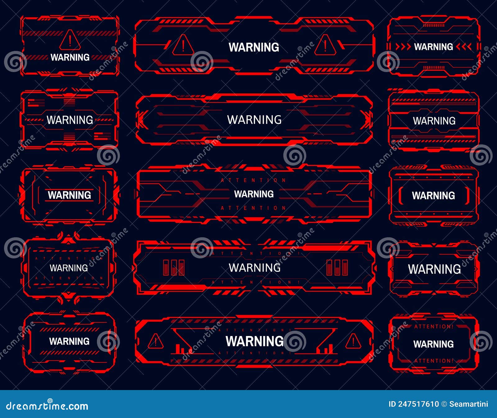 Danger Warning, Attention Alert Red Frames Set Stock Illustration ...