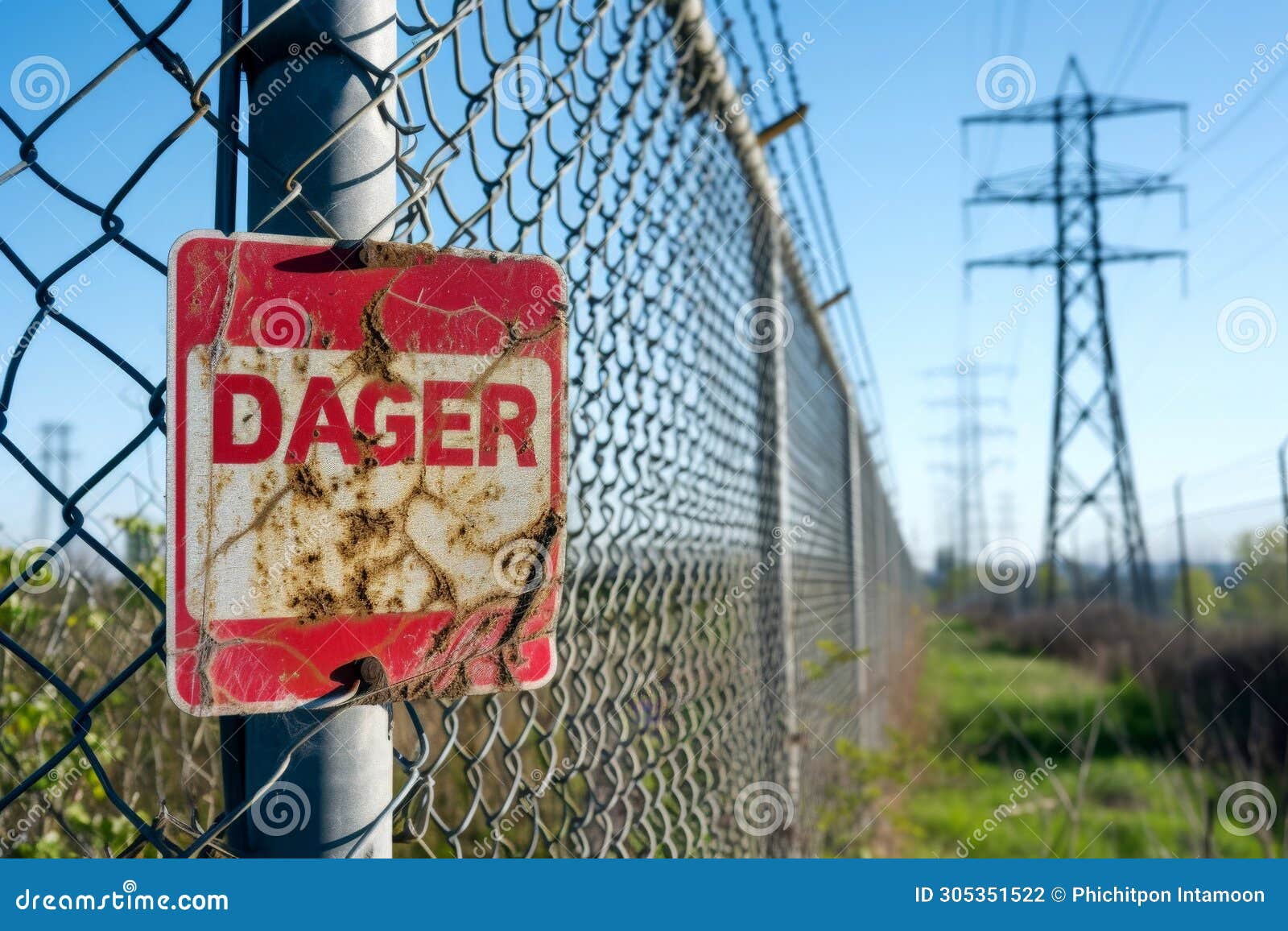 Danger Warning High Voltage Electrical Line .AI Generative Stock Photo ...