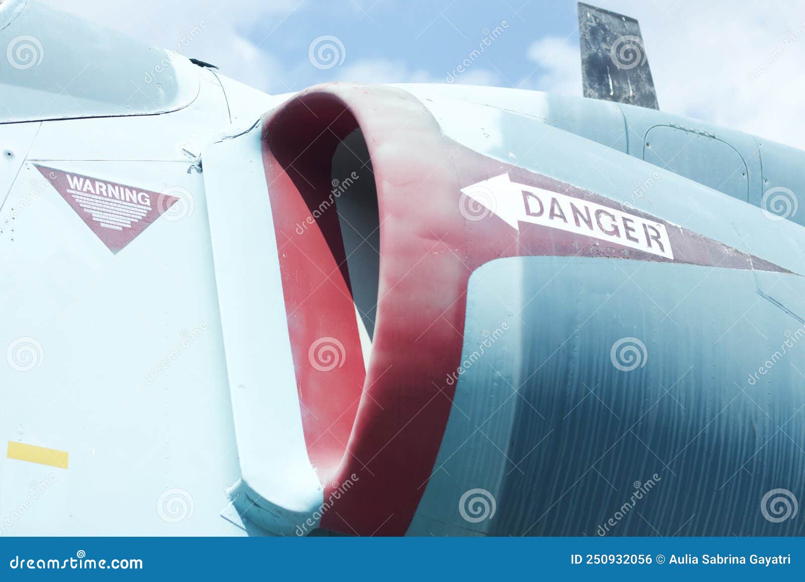 Danger Warning Sign Decal on an Old Aircraft Stock Photo - Image of ...