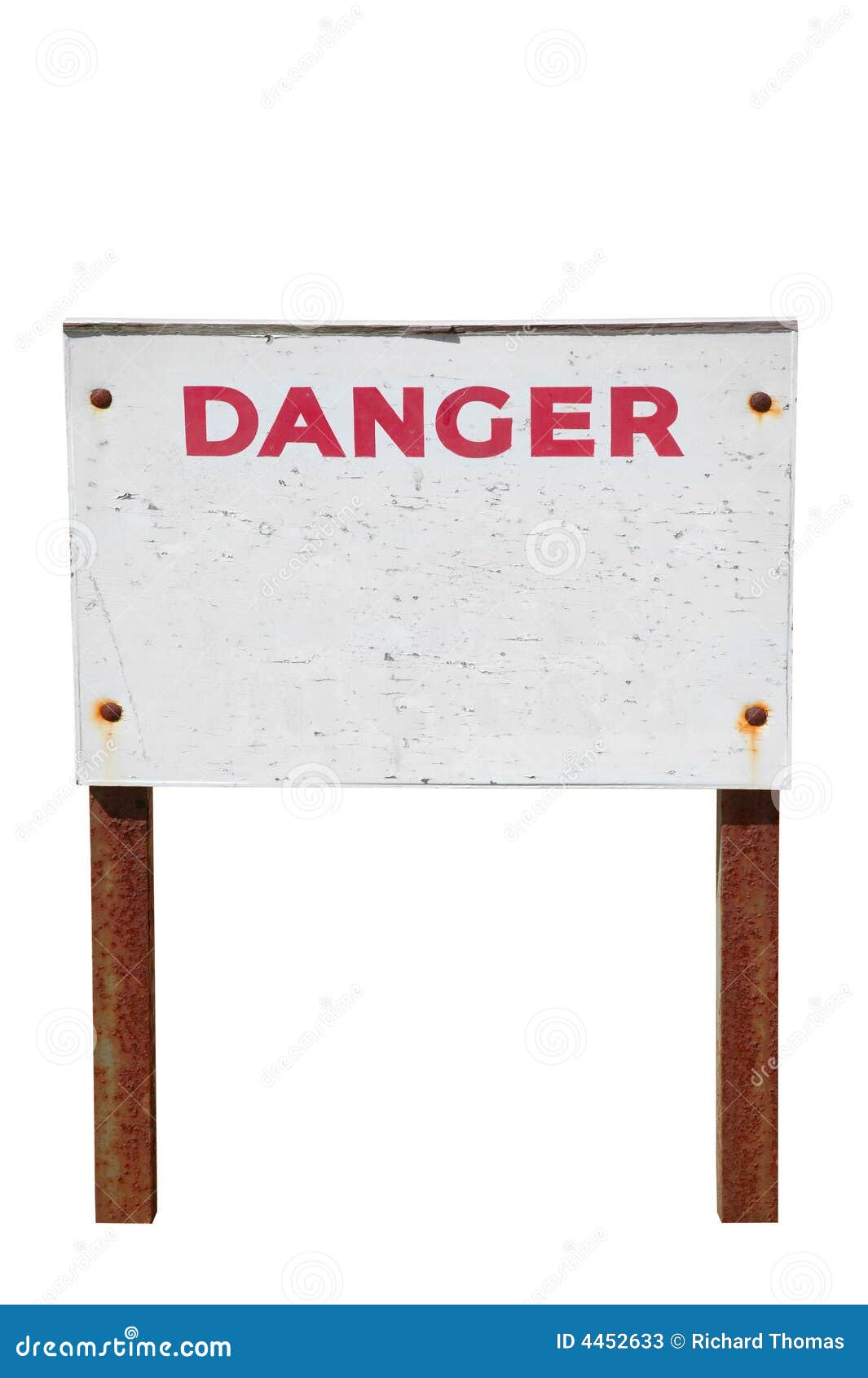 Danger Warning Sign Isolated Stock Image - Image of aged, white: 4452633