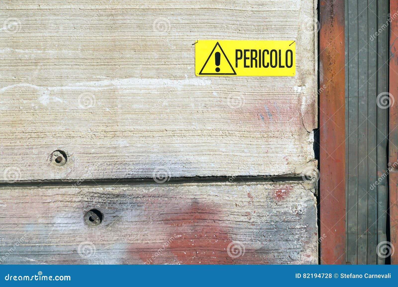 Danger Warning Sign on the Wall Stock Photo - Image of caution, white ...