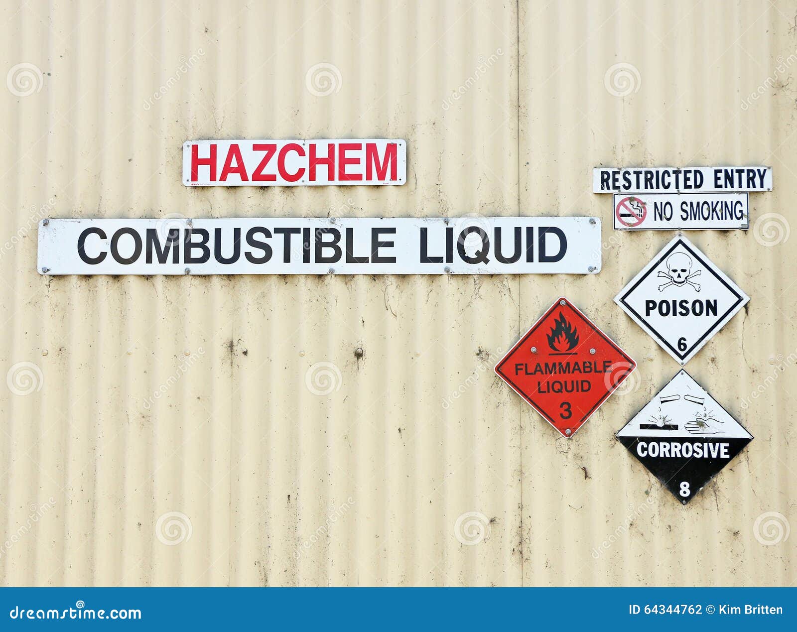 Danger Warning Signs on Building Entrance Stock Photo - Image of ...