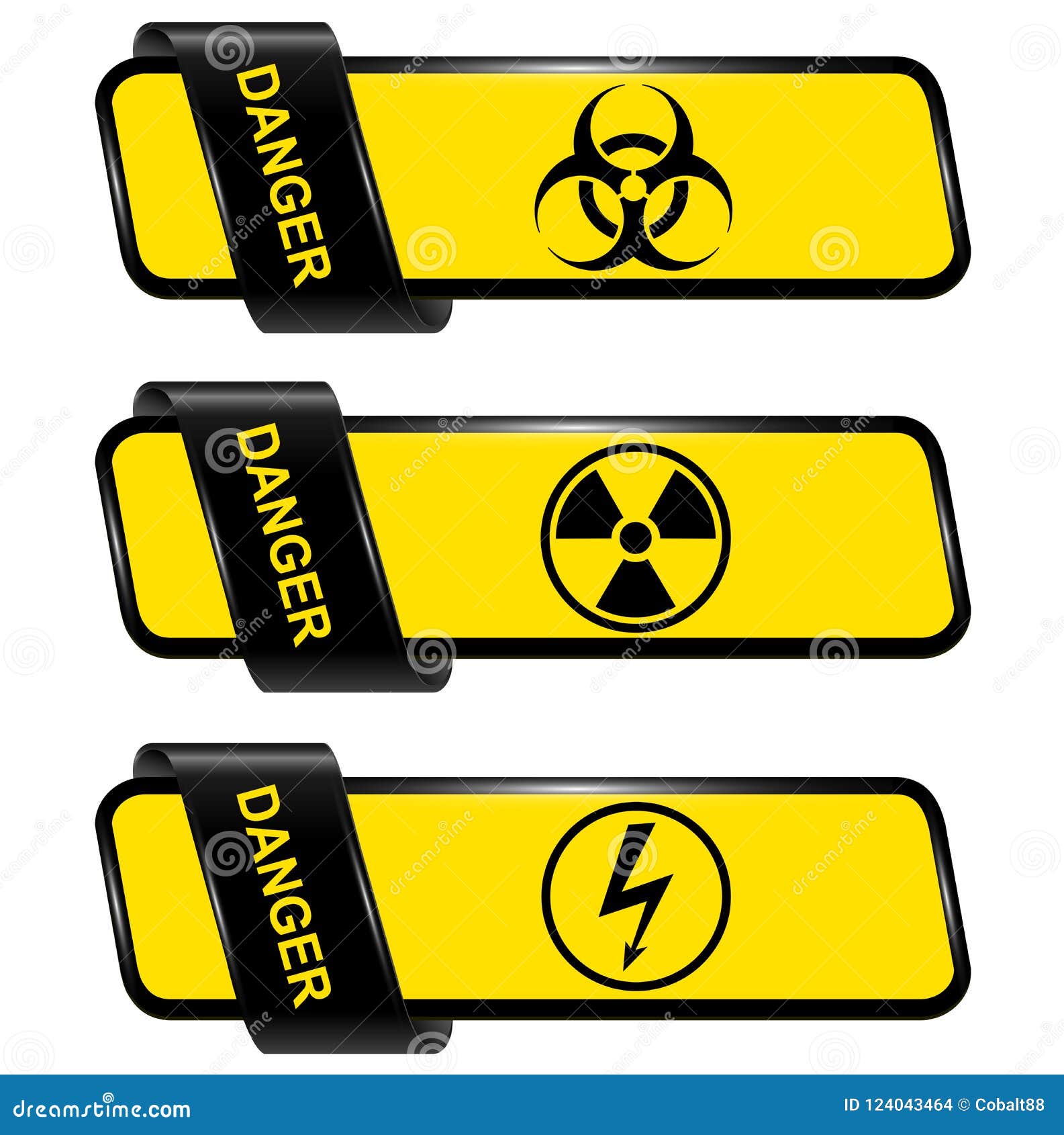 Danger and warning banners stock vector. Illustration of safety - 124043464