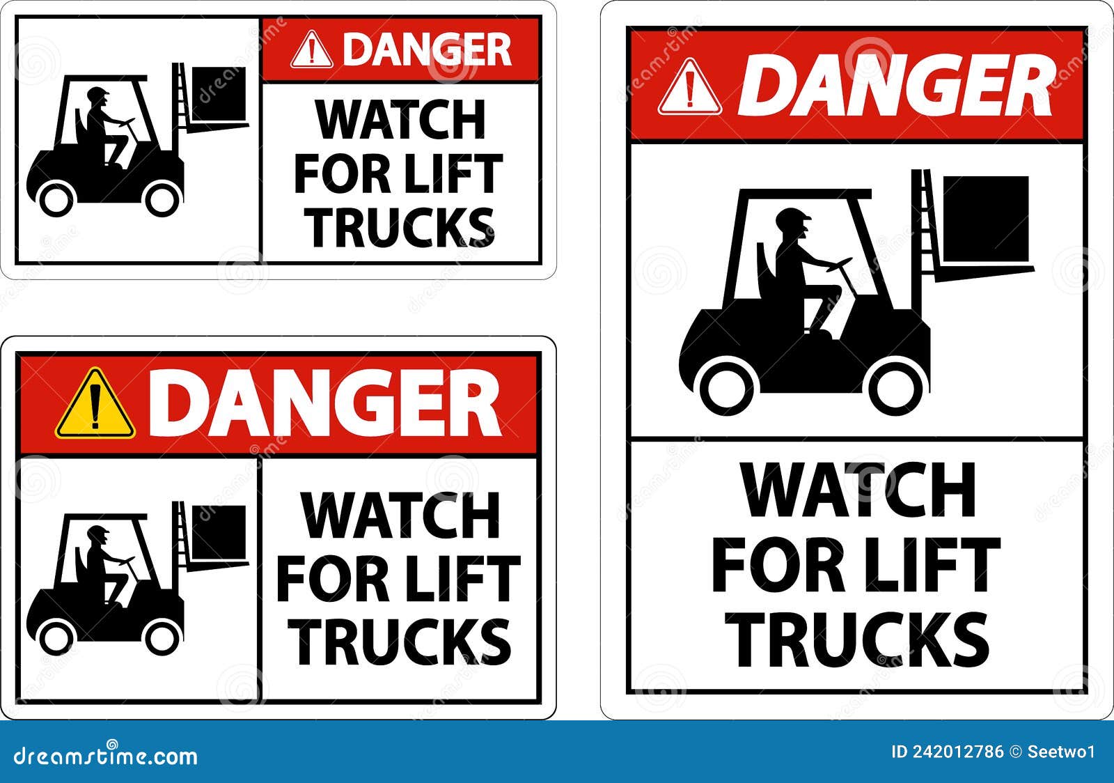 Danger Watch for Lift Trucks Sign on White Background Stock Vector ...