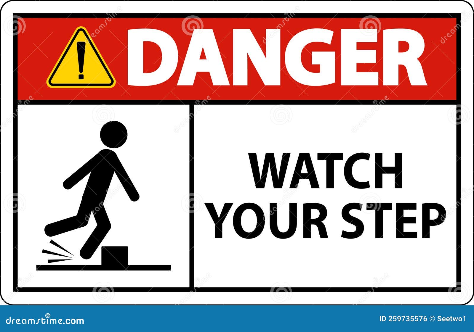 Danger Watch Your Step Sign on White Background Stock Vector ...