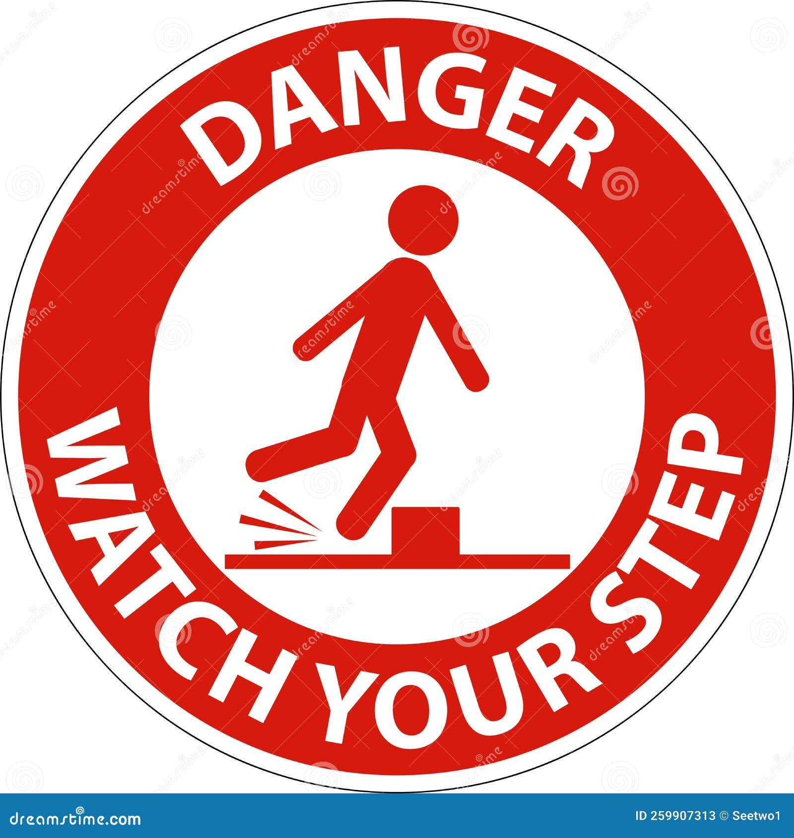 Danger Watch Your Step Sign on White Background Stock Vector ...