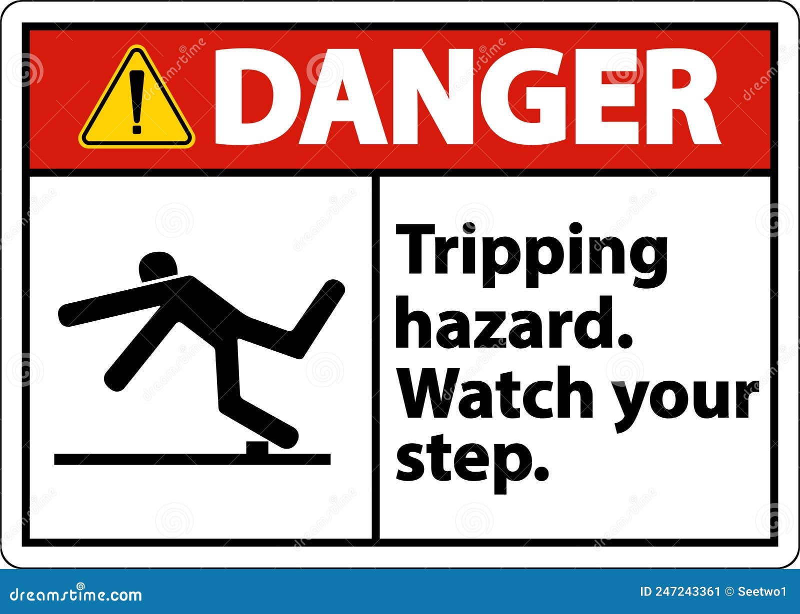 Danger Watch Your Step Tripping Hazard Sign on White Background Stock ... Danger Watch Your Step Tripping Hazard Sign on White Background Stock ...