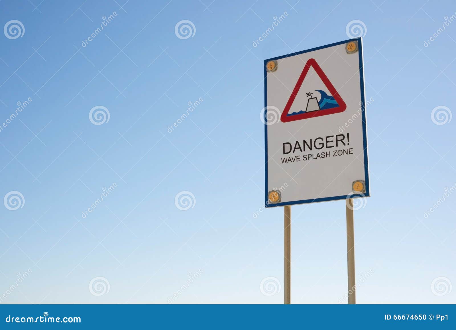 Danger Wave Splash Zone Sign Stock Photo - Image of four, blue: 66674650