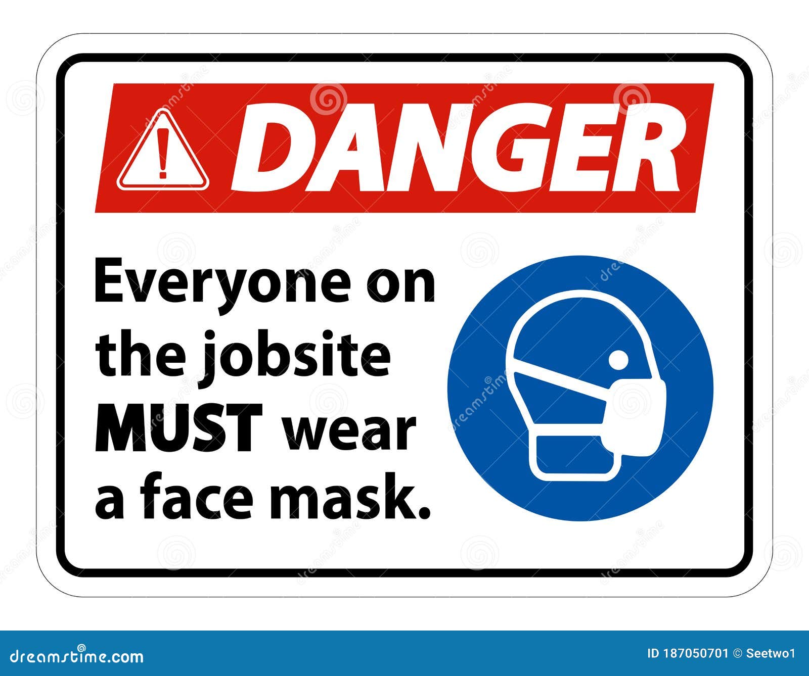 Danger Wear a Face Mask Sign Isolate on White Background Stock Vector ...