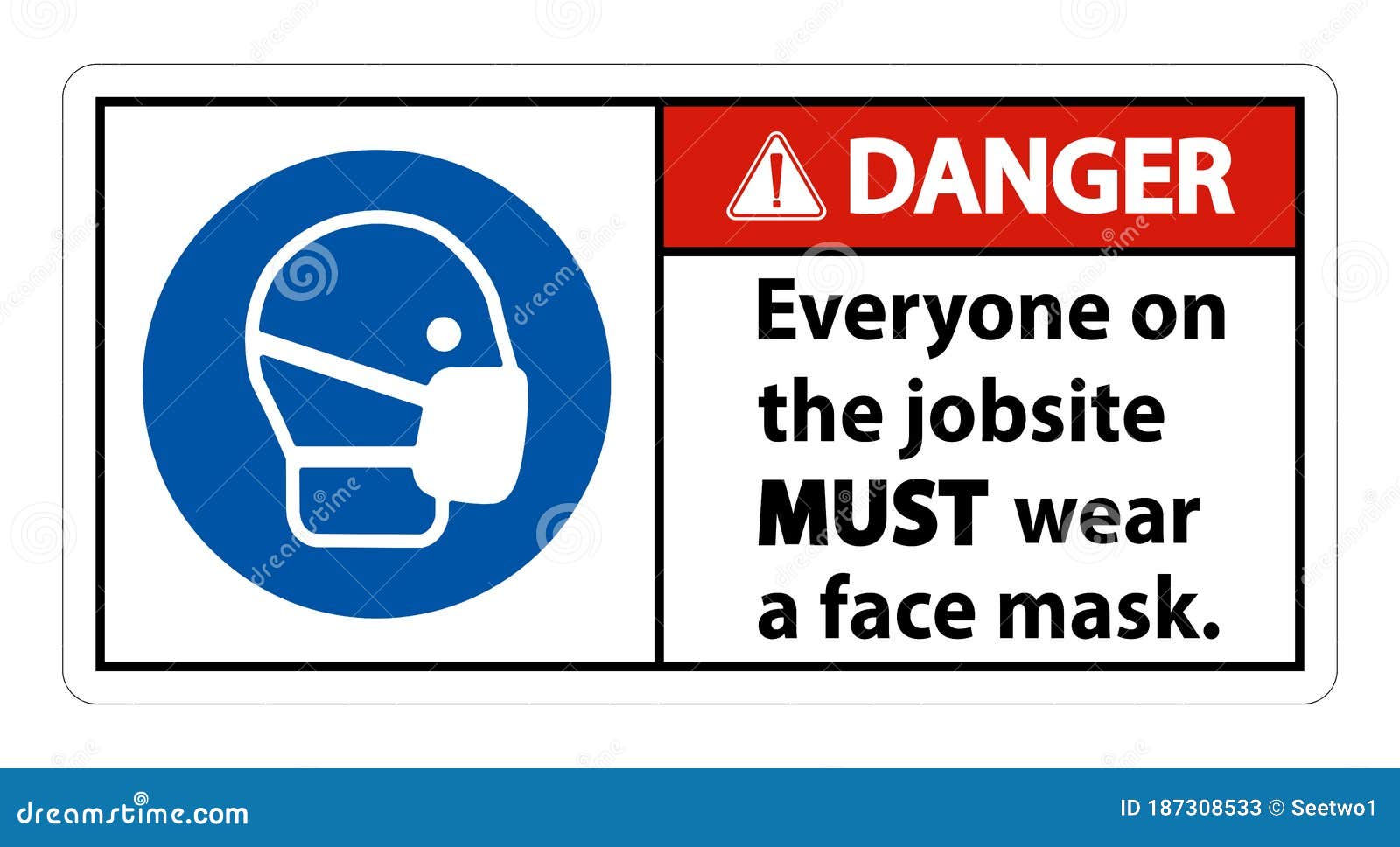 Danger Wear a Face Mask Sign Isolate on White Background Stock Vector ...
