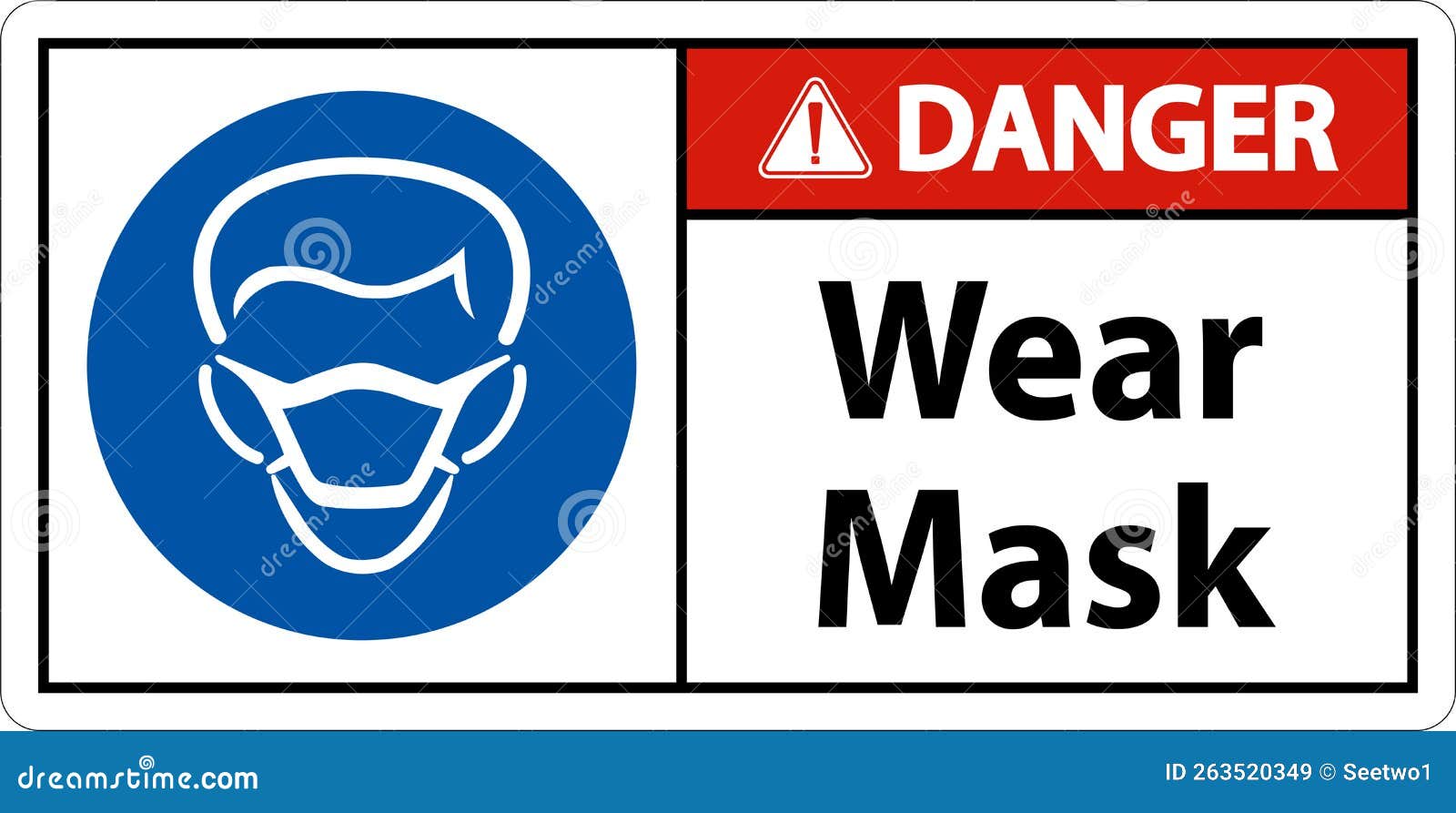 Danger Wear Mask Sign on White Background Stock Vector - Illustration ...