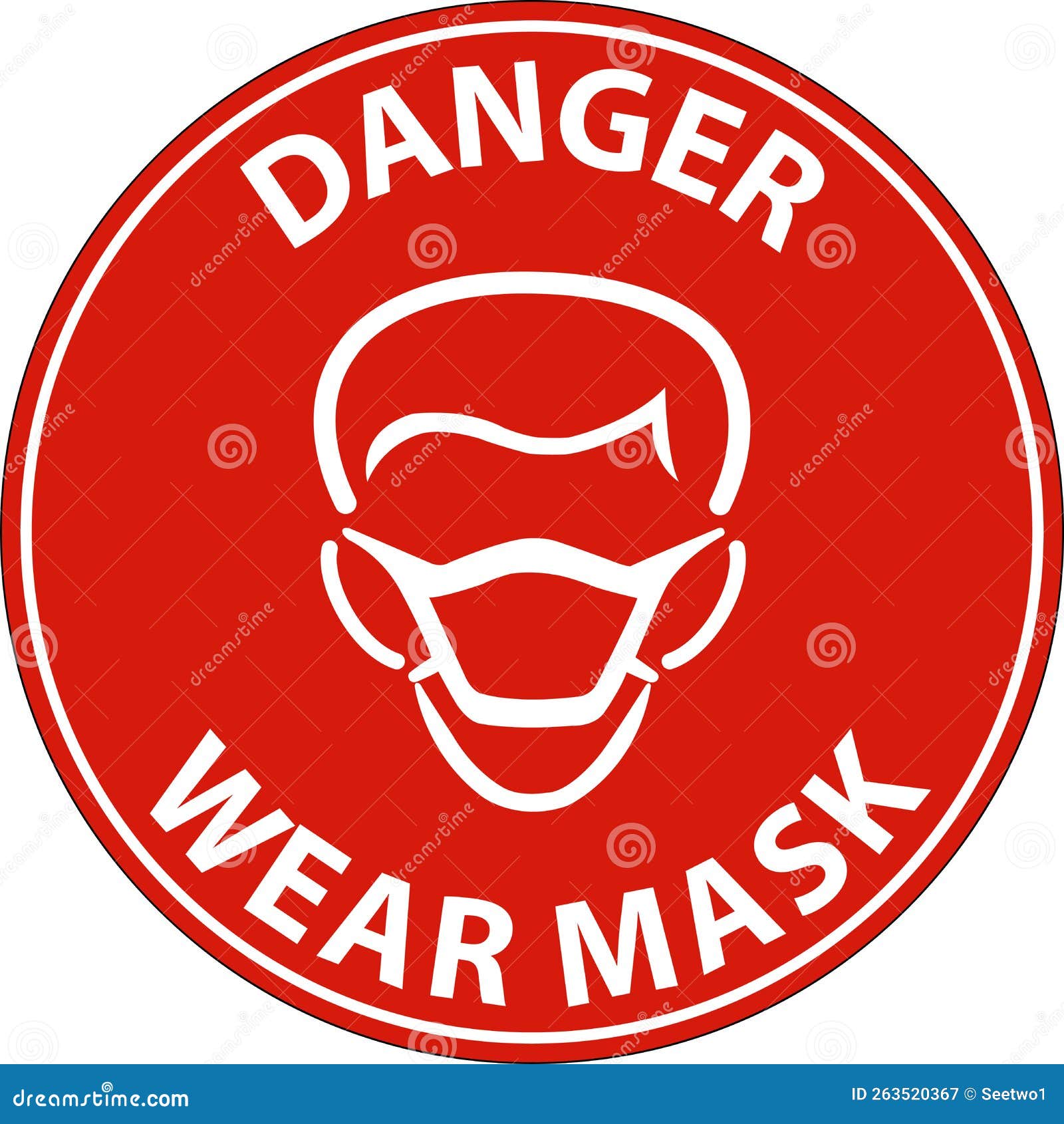 Danger Wear Mask Sign on White Background Stock Vector - Illustration ...