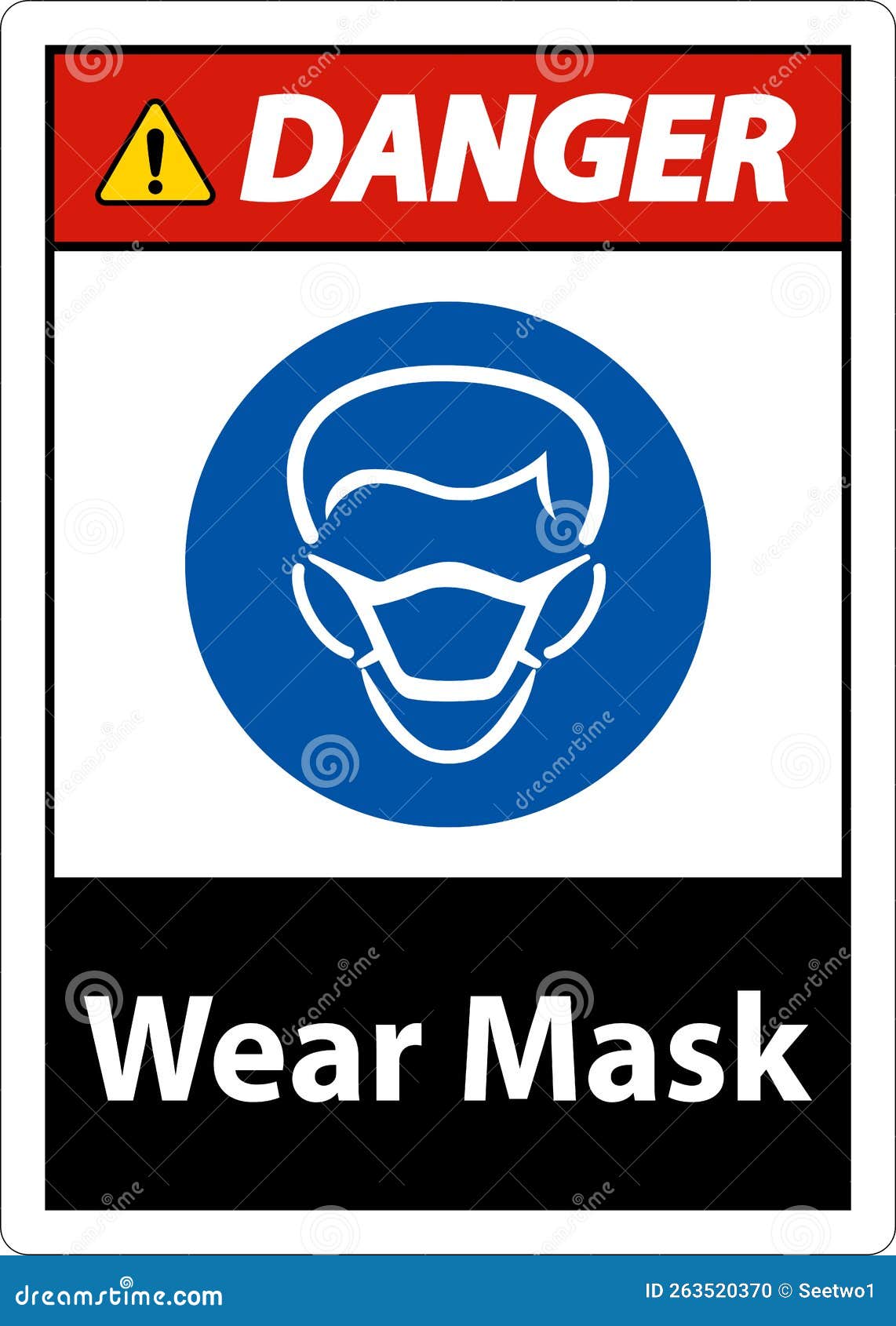 Danger Wear Mask Sign on White Background Stock Vector - Illustration ...