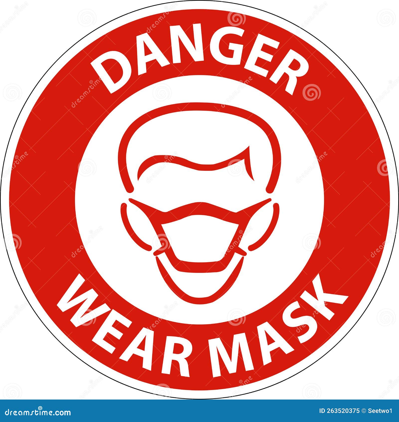 Danger Wear Mask Sign on White Background Stock Vector - Illustration ...