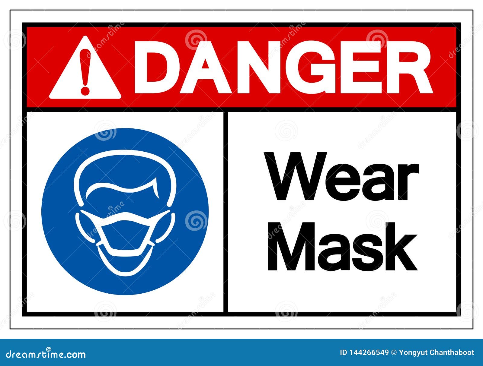 Danger Wear Mask Symbol Sign, Vector Illustration, Isolate on White ...