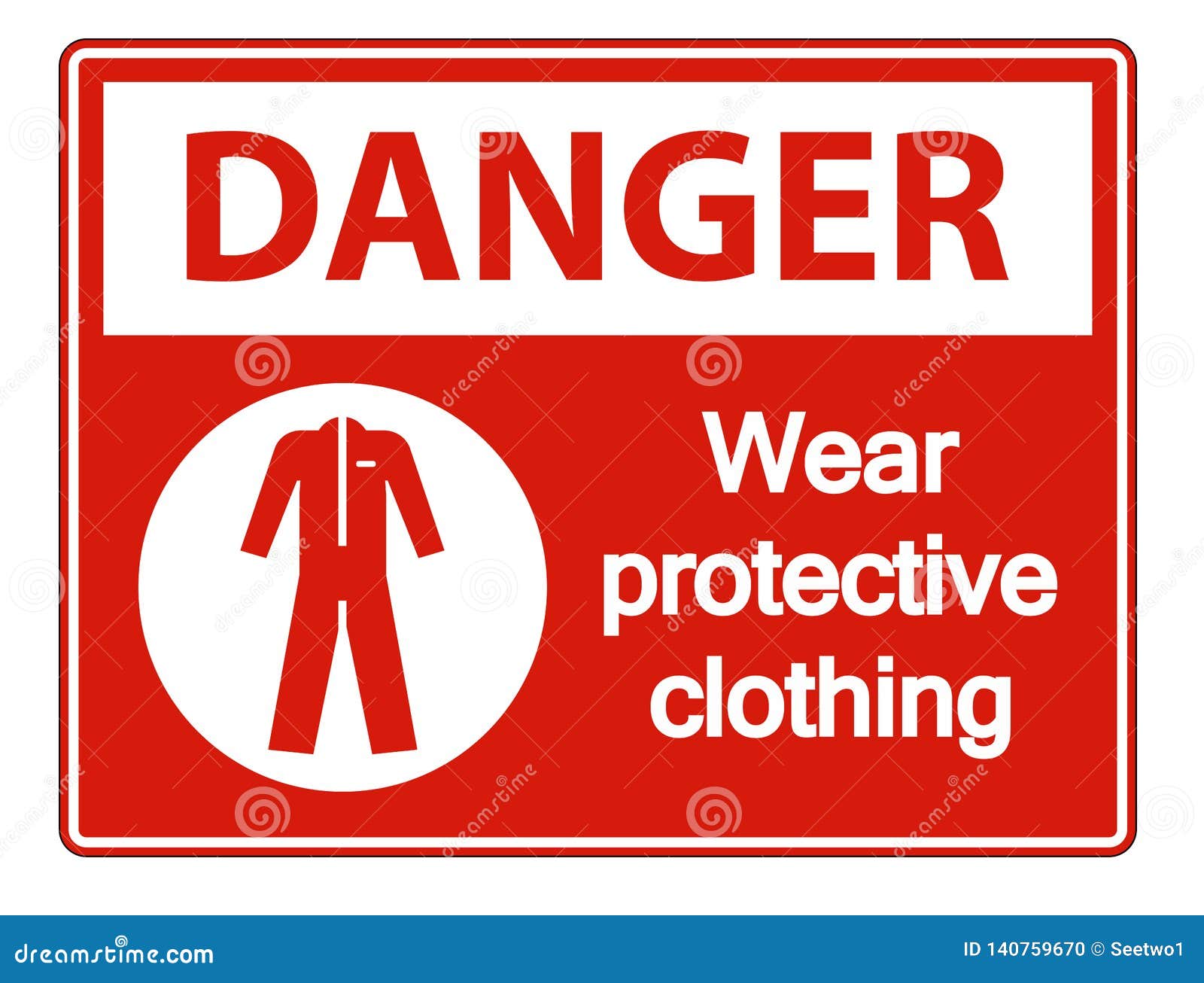 Symbol Danger Wear Protective Clothing Sign on White Background Stock ...