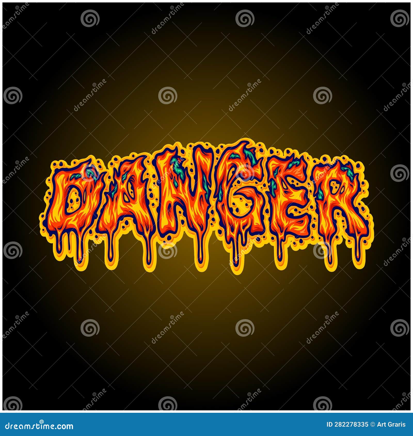 Danger Word Typeface with Horror Rotten Text Illustrations Stock Vector ...