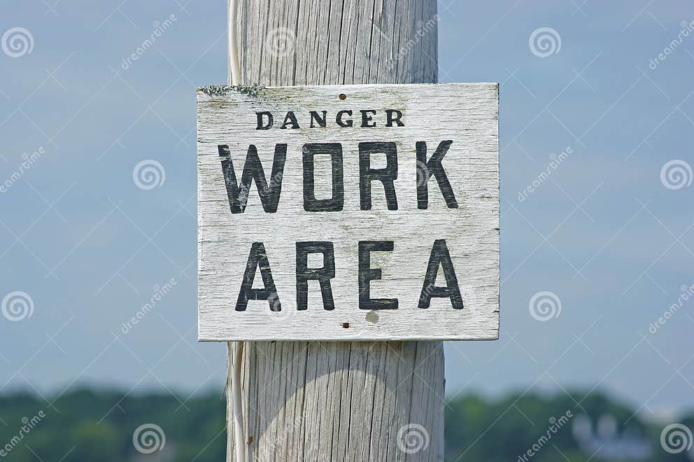 Danger work area sign stock photo. Image of blue, peeling - 15088302