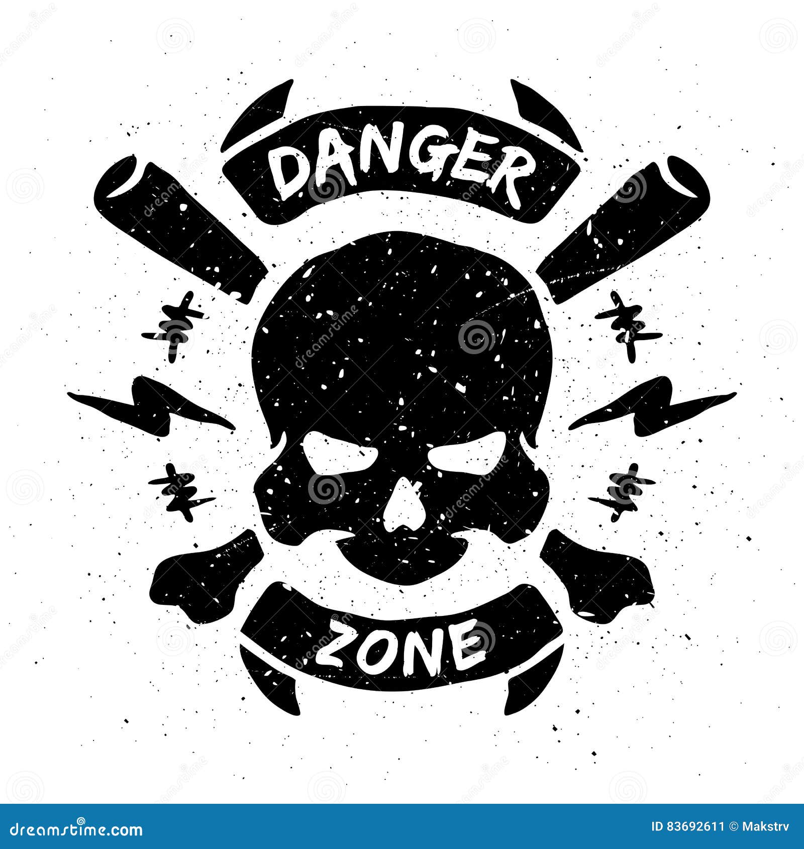 Danger Zone, Emblem in Grunge Style. Stock Vector - Illustration of ...