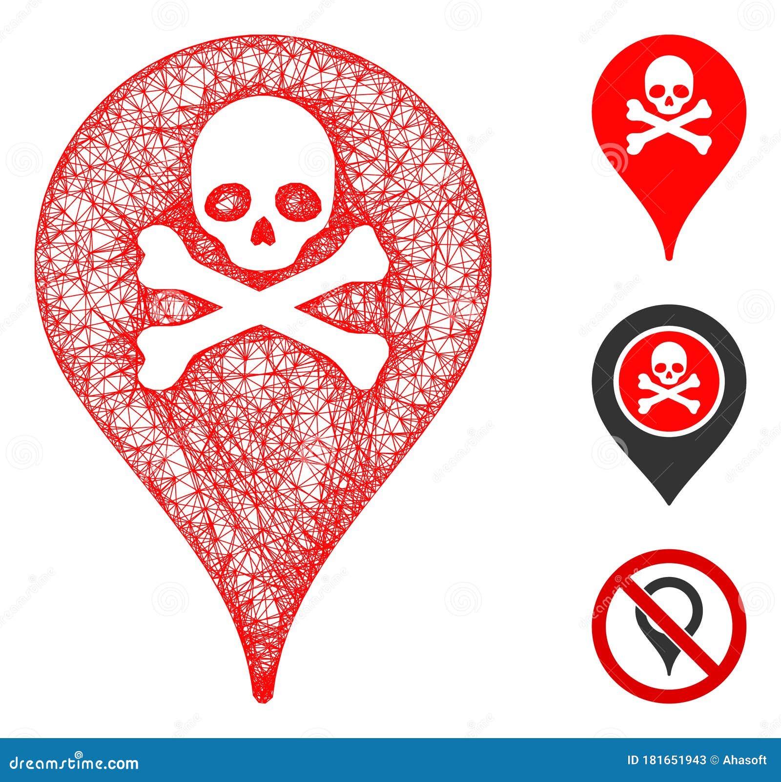 Danger Zone Map Marker Polygonal Web Vector Mesh Illustration Stock ...