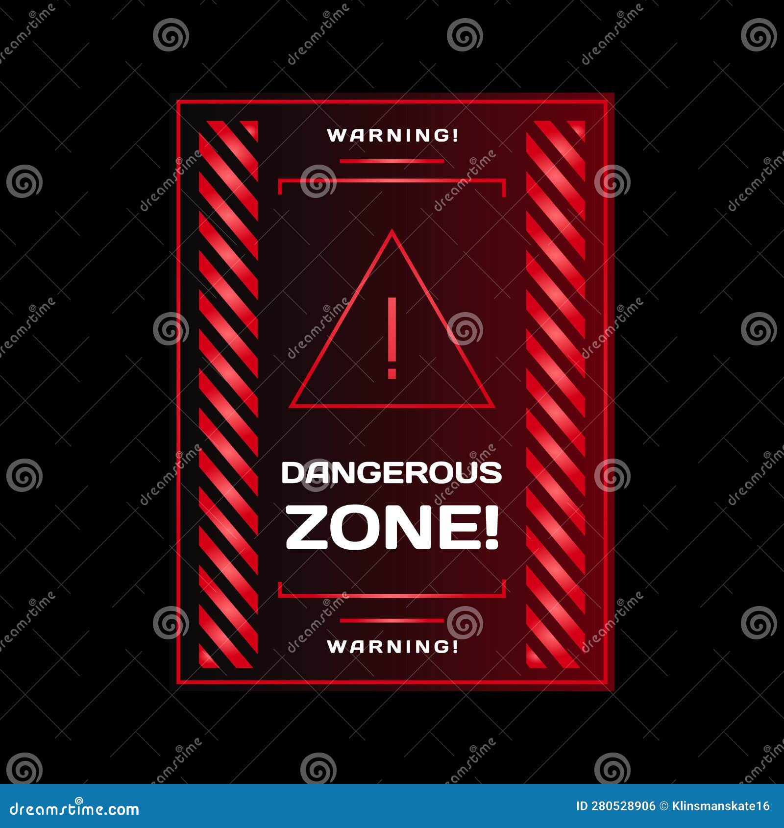 Danger Zone Warning Red Frame Hud Element Stock Vector - Illustration ...