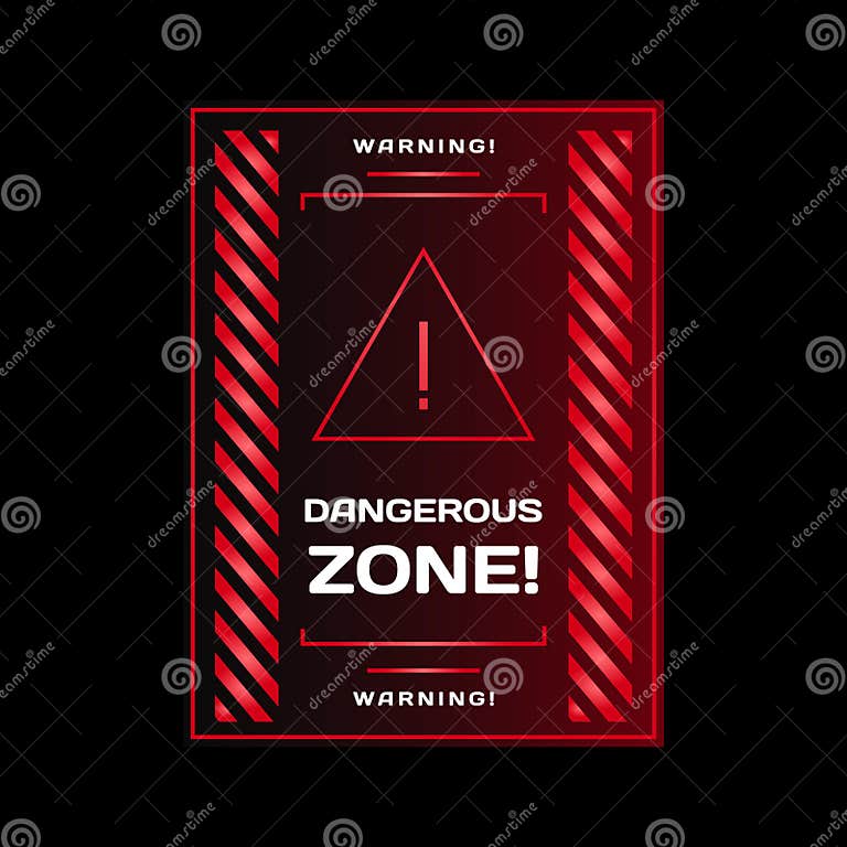 Danger Zone Warning Red Frame Hud Element Stock Vector - Illustration ...