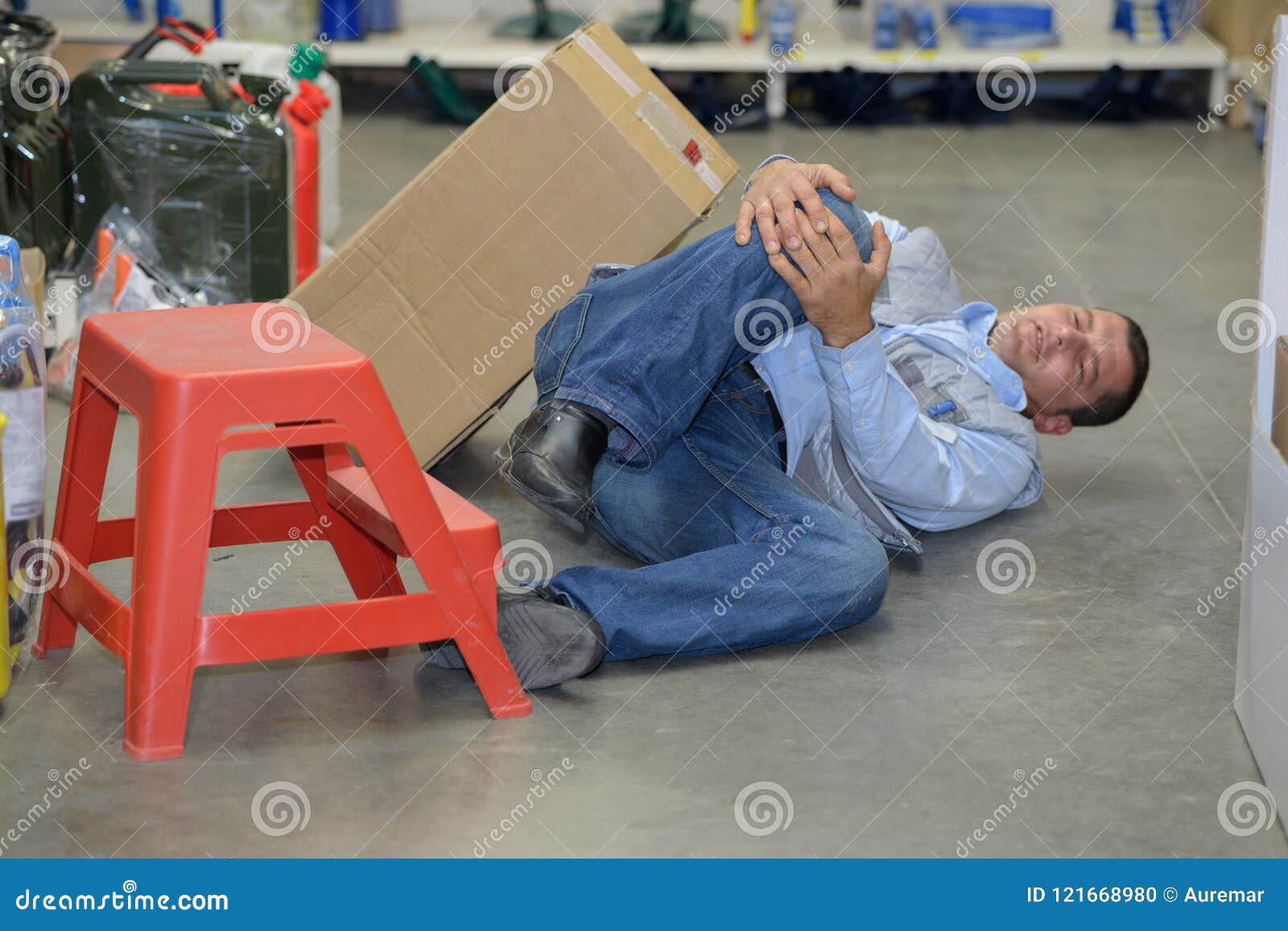 Dangerous Accident in Warehouse during Work Stock Photo - Image of ...