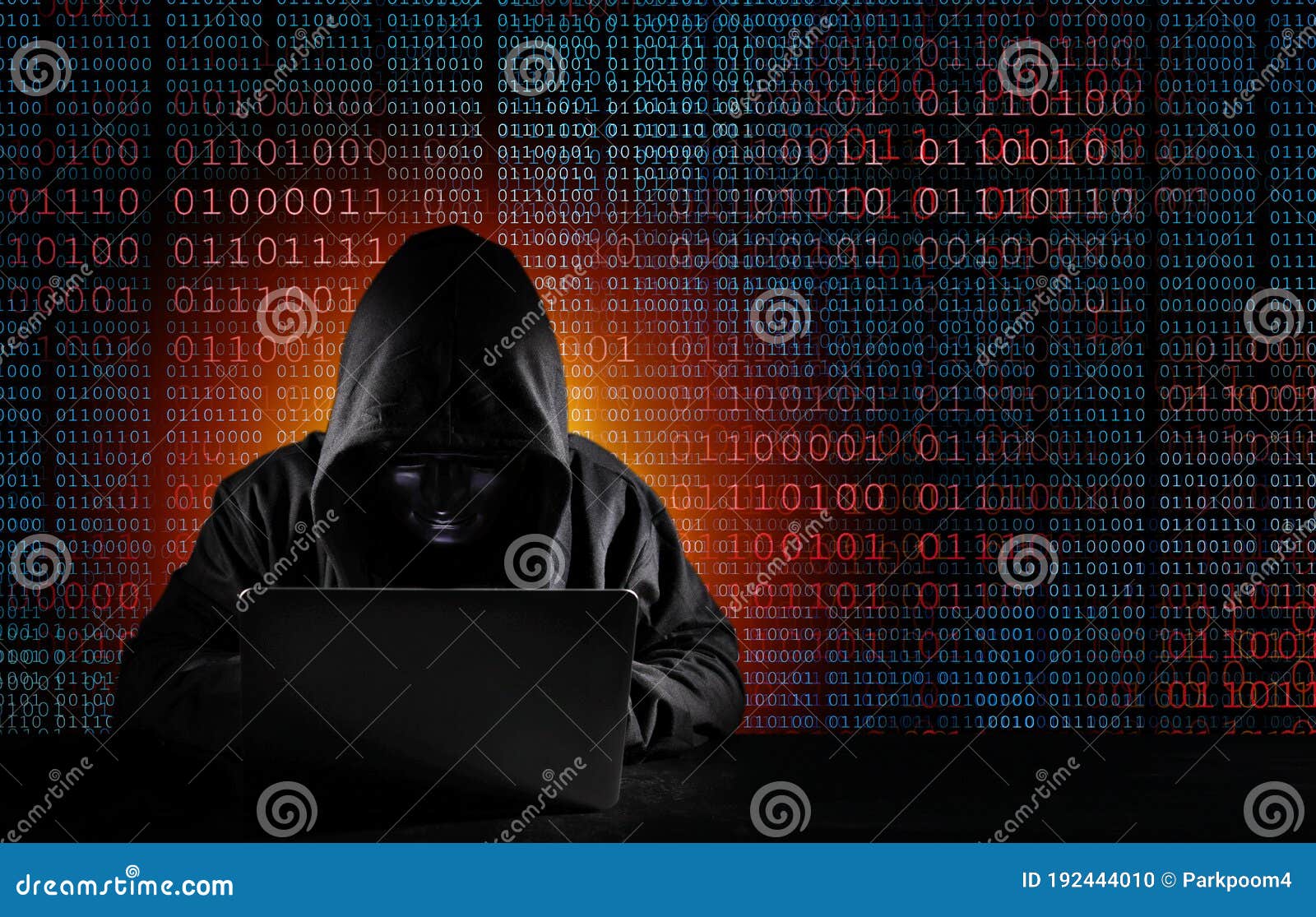 Dangerous Anonymous Hacker Man in Black Hooded and Masked Using ...