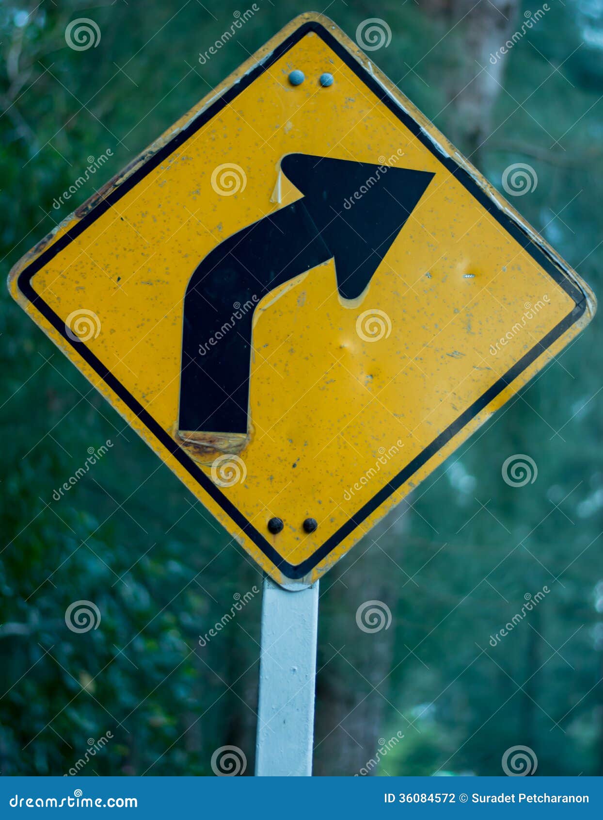 Bend Ahead To Right. Danger Road Signs Royalty-Free Stock Photography ...