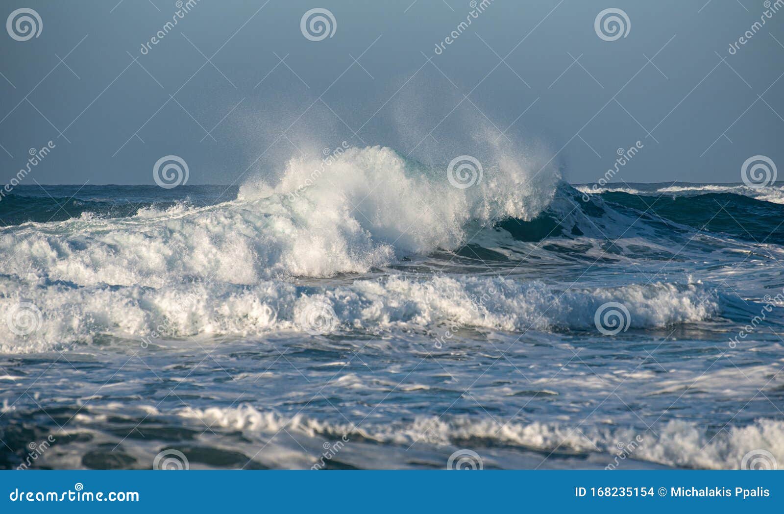 Dangerous Big Stormy Waves during a Windstorm at the Sea Stock Photo ...