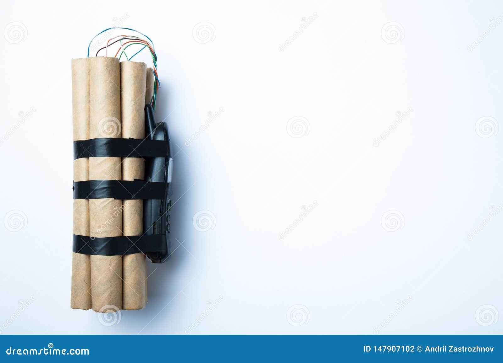 Dangerous Bomb on White Background, Empty Space for Text Stock Photo ...