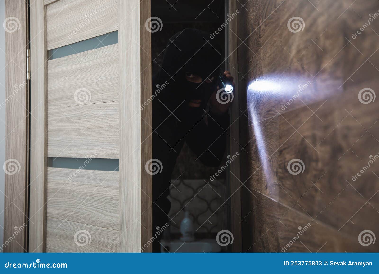 Dangerous Burglar Sneaking into the House Stock Image - Image of mask ...