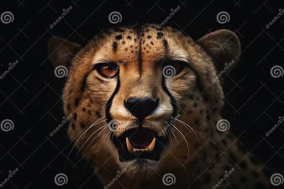 Dangerous Cheetah with Shadow in Darkness Stock Illustration ...