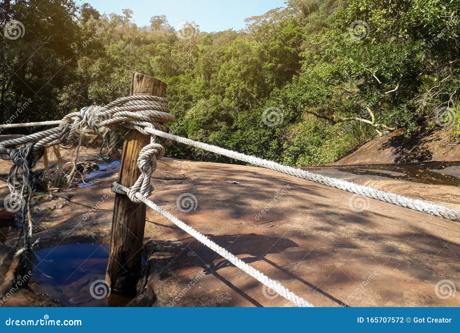 Dangerous Cliff. Rope Separating the Steep Cliff Stock Photo - Image of ...