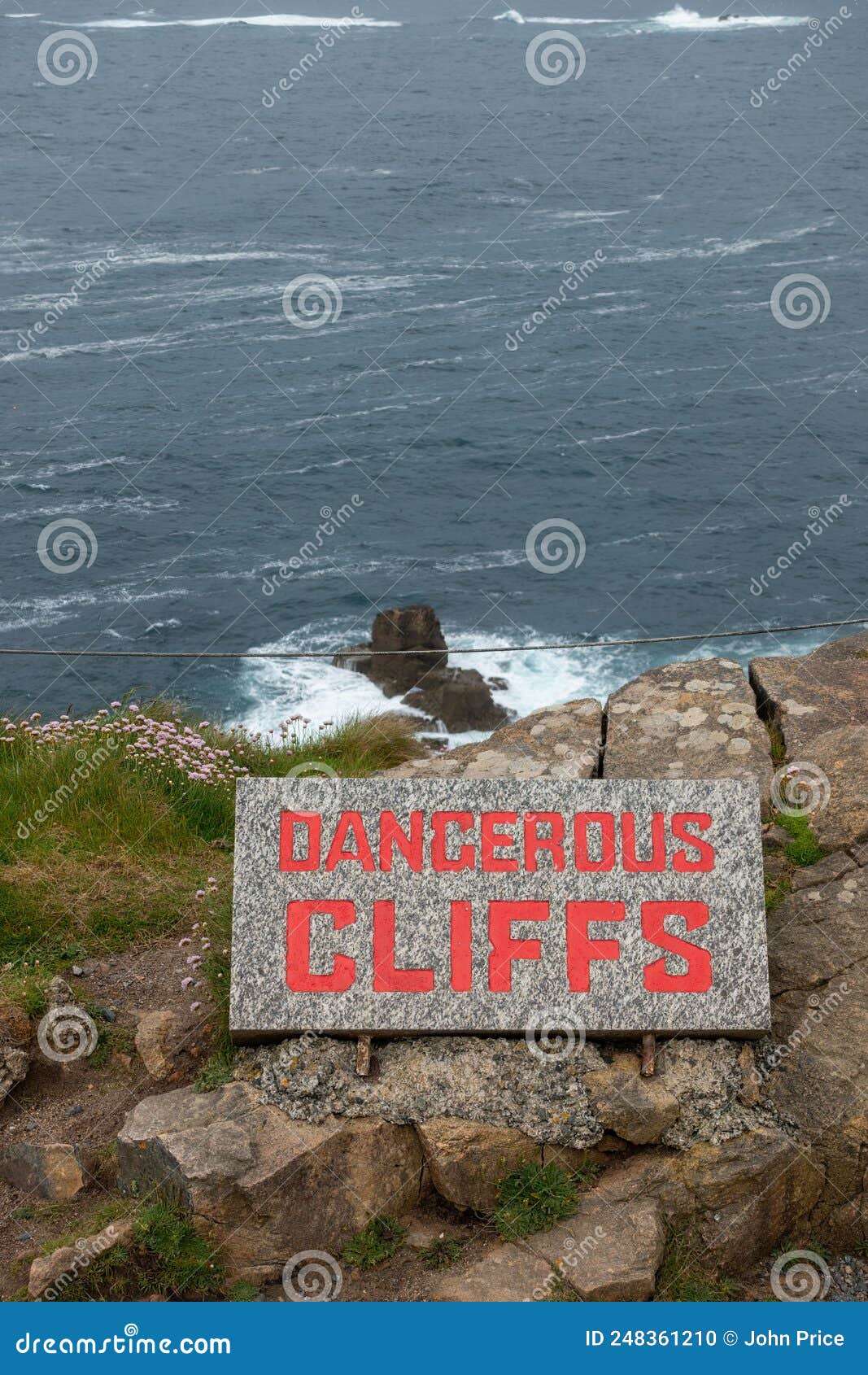 `Dangerous Cliffs` Sign At Collywell Bay, Northumberland Royalty-Free ...