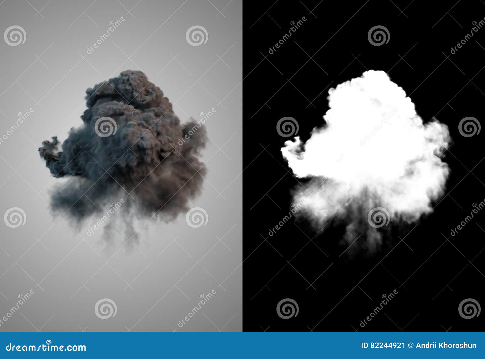 Dangerous Cloud 3d Rendering of Black Smoke after an Explosion with ...