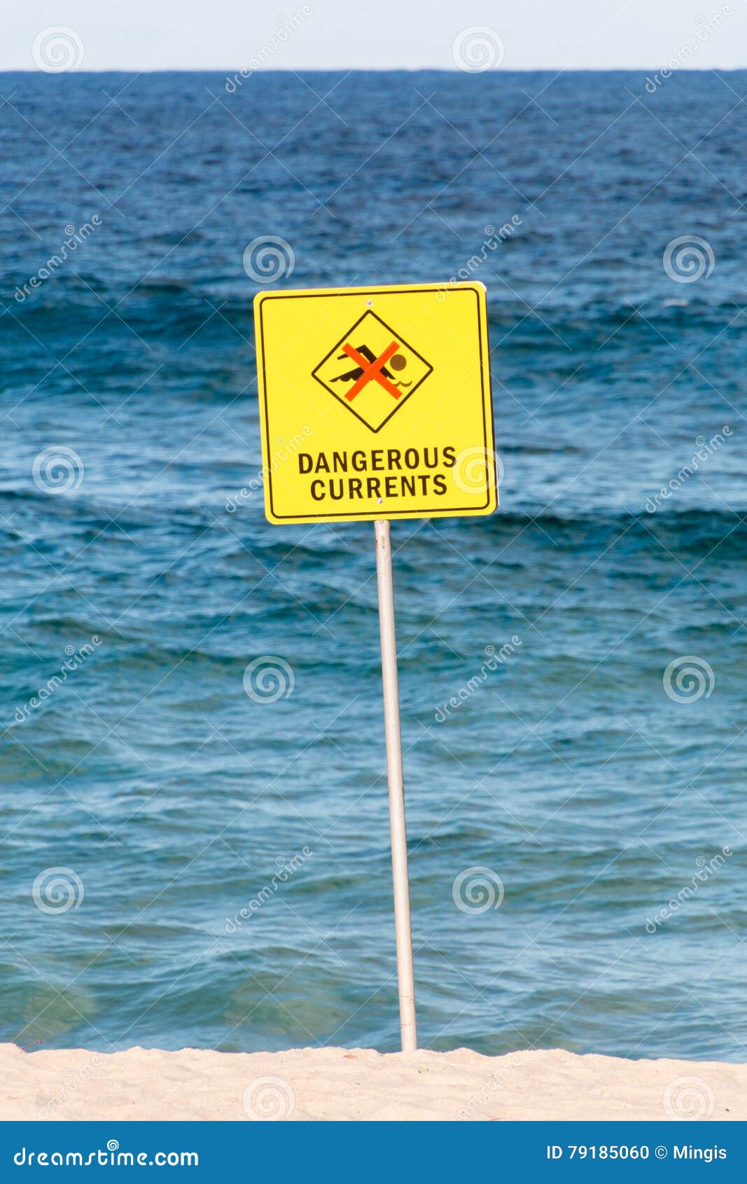 Dangerous Current Warning Sign, No Swimming in the Sea Stock Photo ...