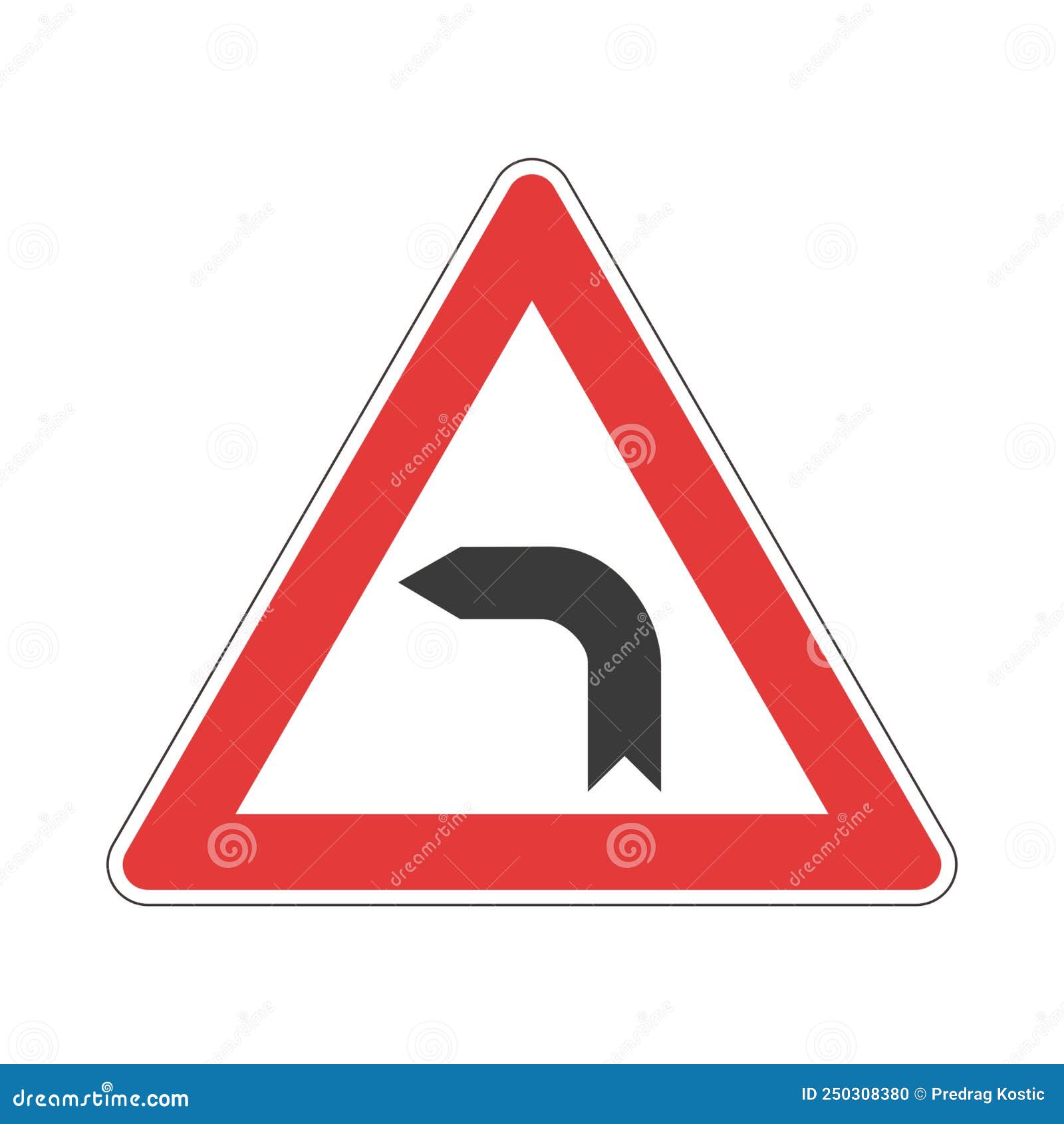 Dangerous Curve Colored Icon. Simple Color Vector Of Road Signs And ...