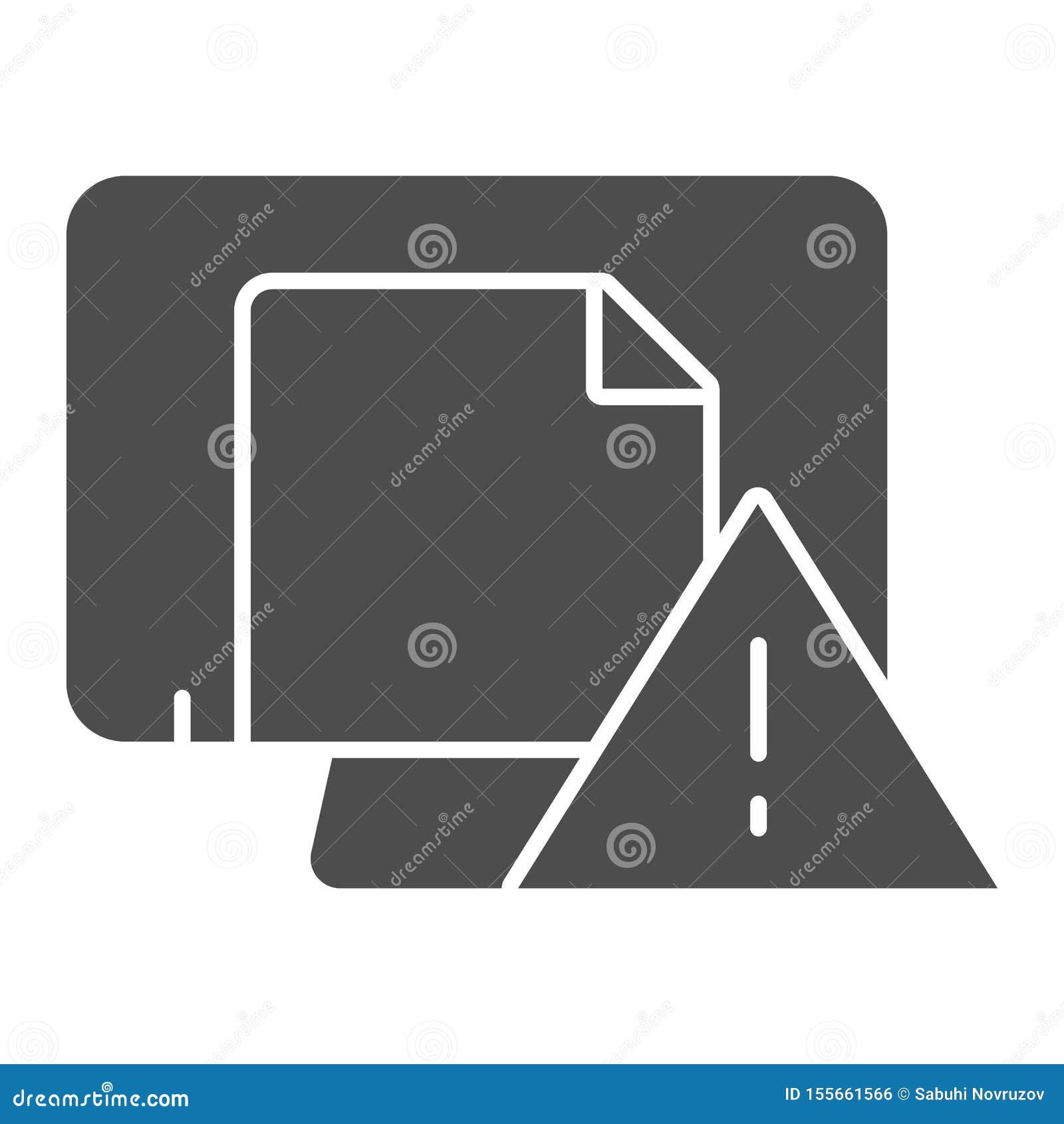 Dangerous Document on Computer Solid Icon. Document Icon with ...