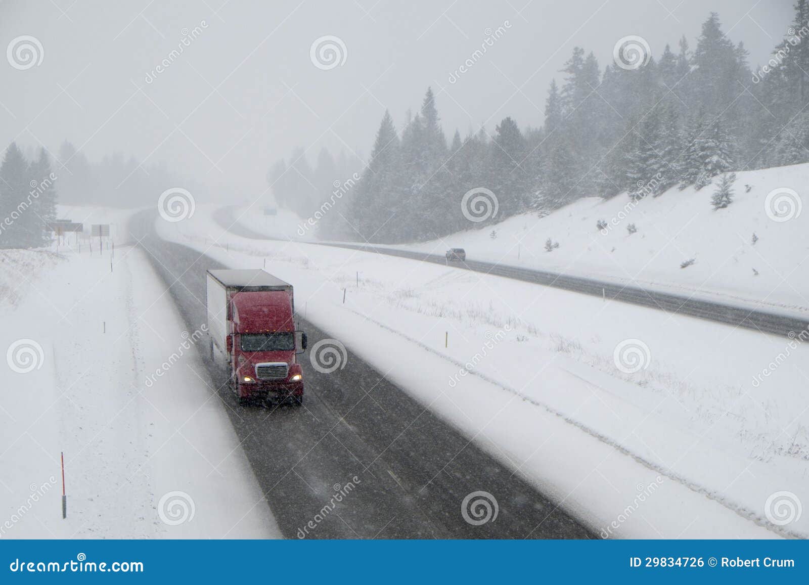 Dangerous Driving, Snow-covered Interstate Highway Stock Photo - Image ...