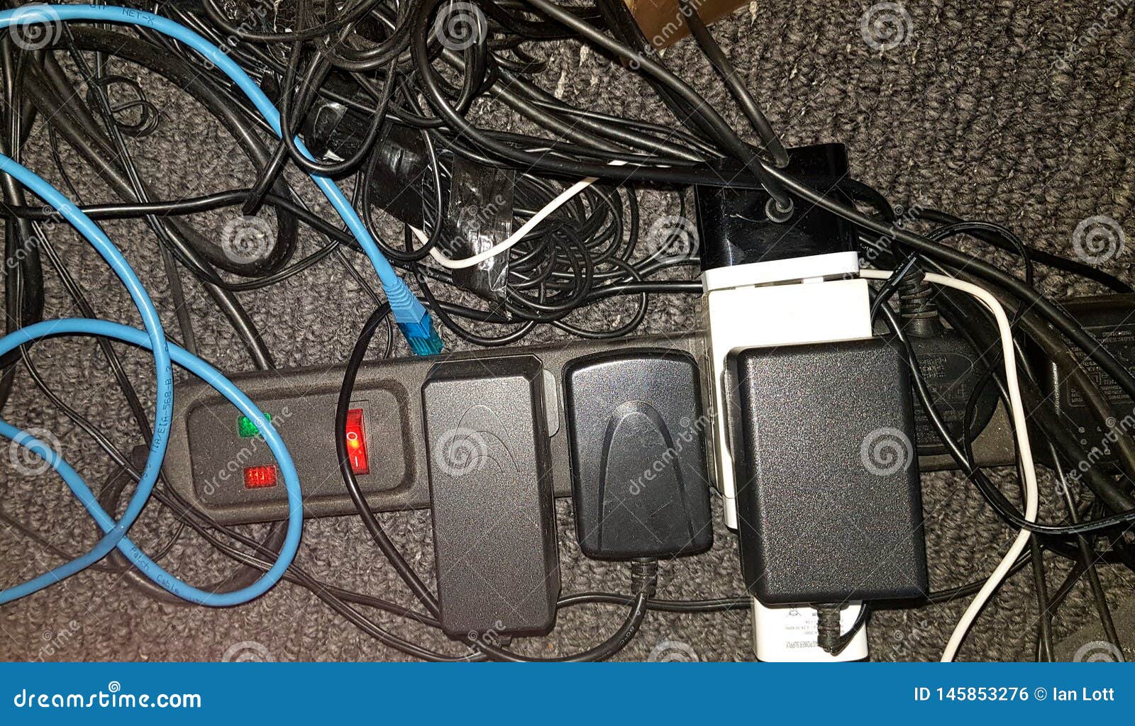 Dangerous Electrical Cables Overloaded Stock Photo - Image of ...