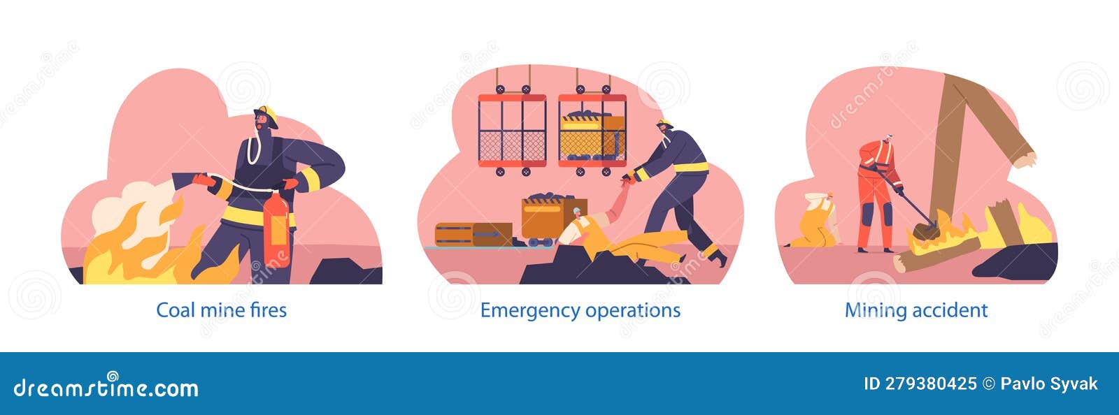 Dangerous Emergency Situation Underground Isolated Elements. Fire ...