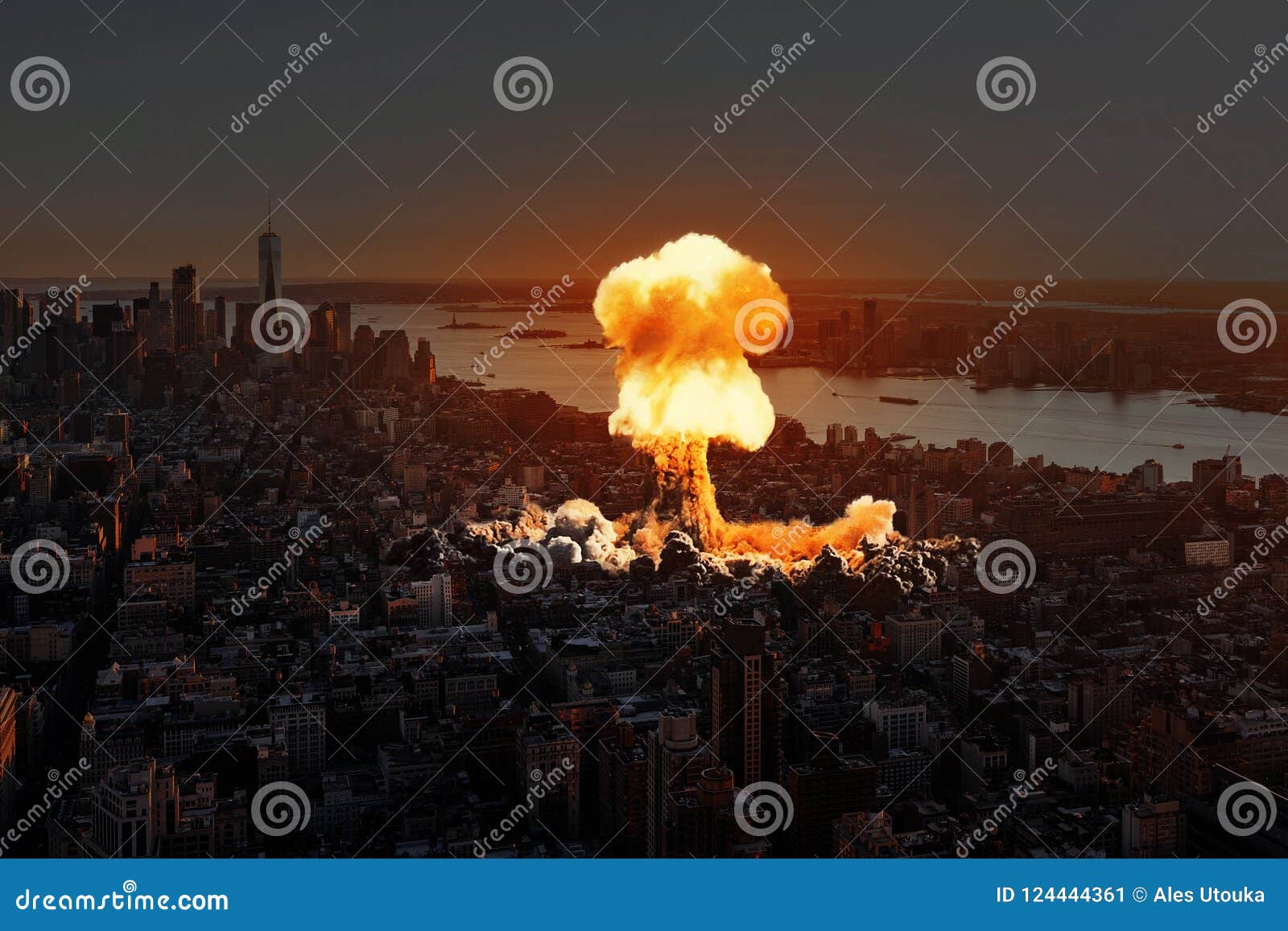 Nuclear Explosion in the City. Stock Image - Image of light, nuclear ...