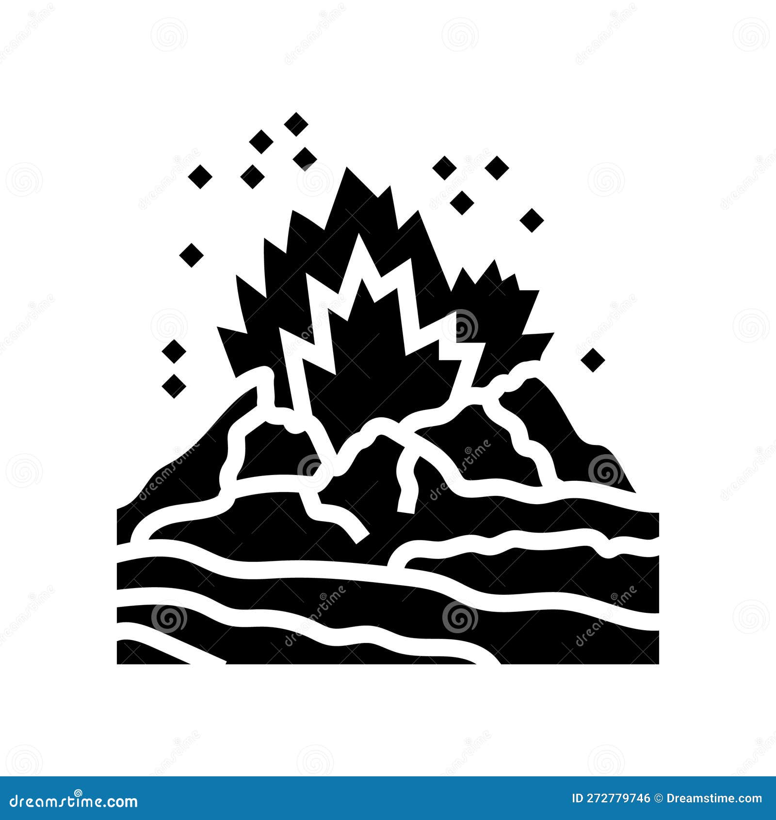 Dangerous Exploding Volcano Glyph Icon Vector Illustration Stock ...