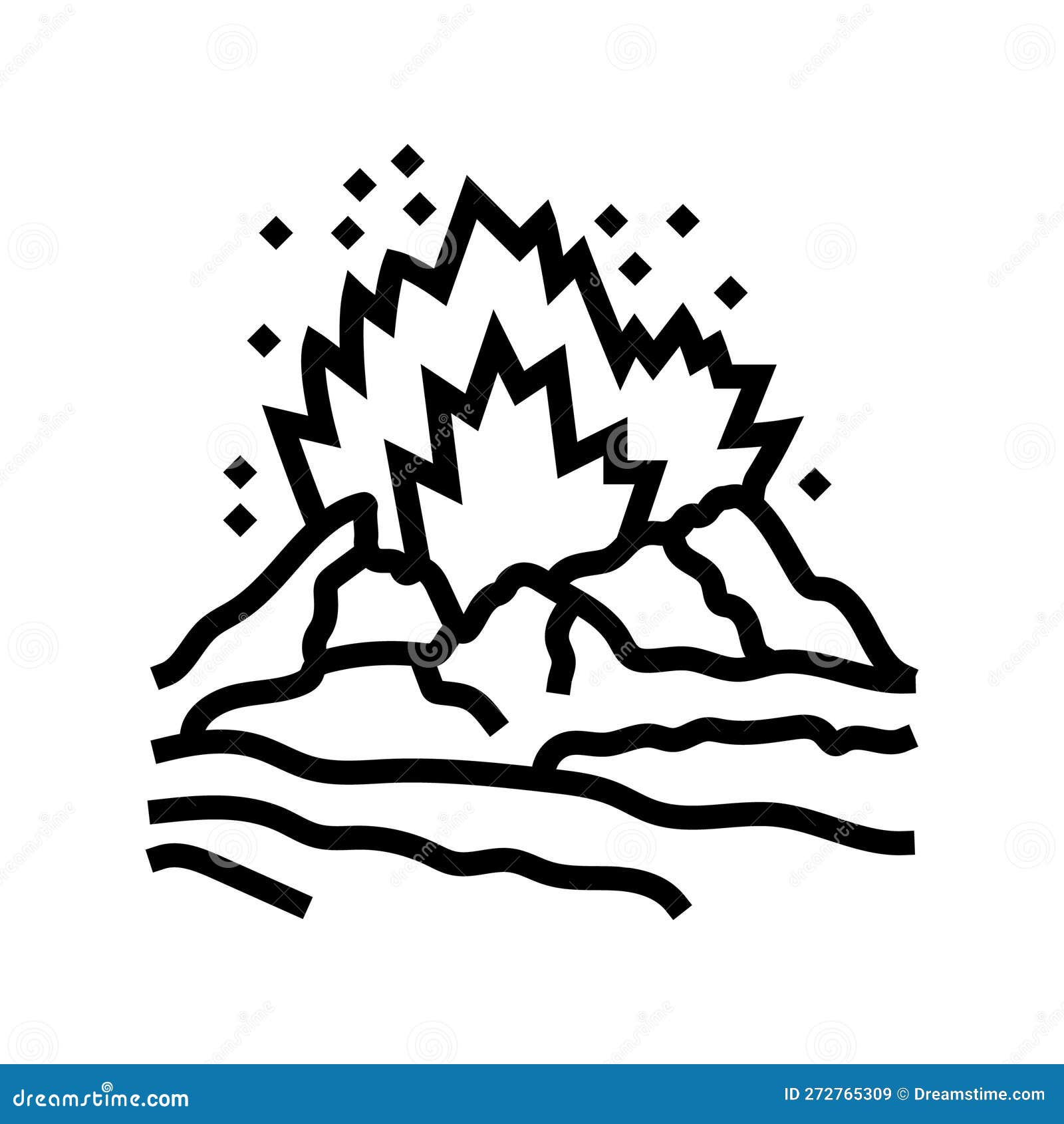 Dangerous Exploding Volcano Line Icon Vector Illustration Stock Vector ...