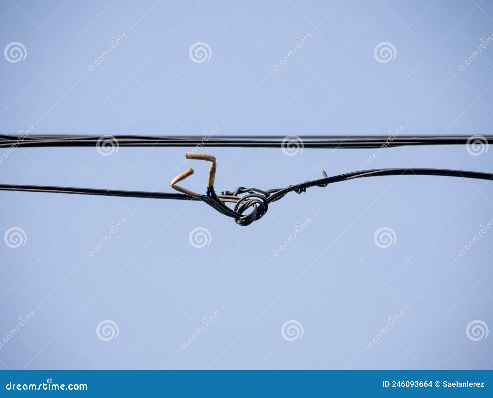 Dangerous Fiber Optic Cable Installation Stock Photo - Image of metal ...